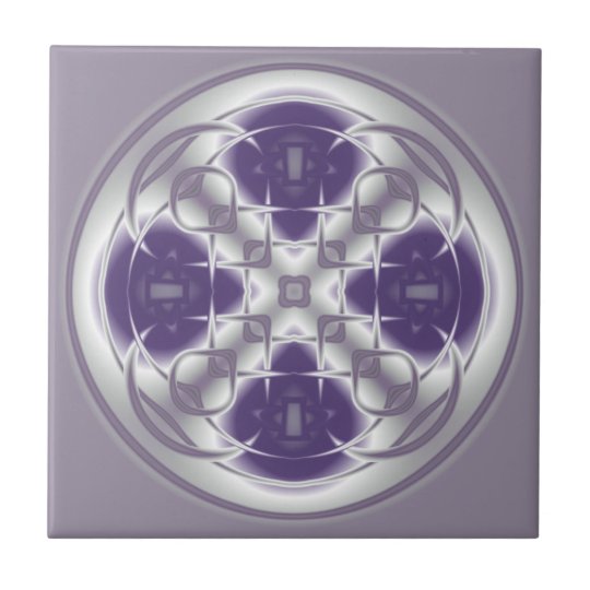 Deco Circle Abstract Purple and Gray Ceramic Tile | Zazzle.com
