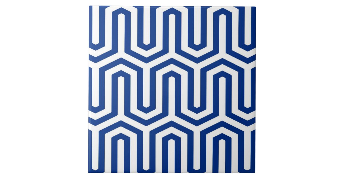 Deco Egyptian motif - cobalt blue and white Ceramic Tile | Zazzle