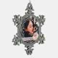 Deco Frame Photo Snowflake Pewter Christmas Ornament | Zazzle