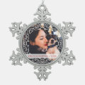 Deco Frame Photo Snowflake Pewter Christmas Ornament | Zazzle