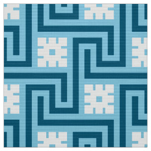 Dark Blue Greek Key Pattern Fabric | Zazzle