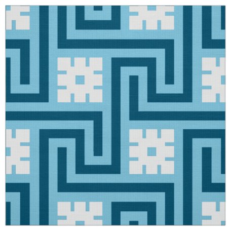 Dark Blue Greek Key Pattern Fabric | Zazzle