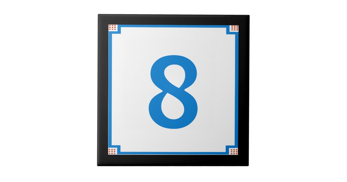 Deco Square Border,Blue Letter House Number Tiles | Zazzle