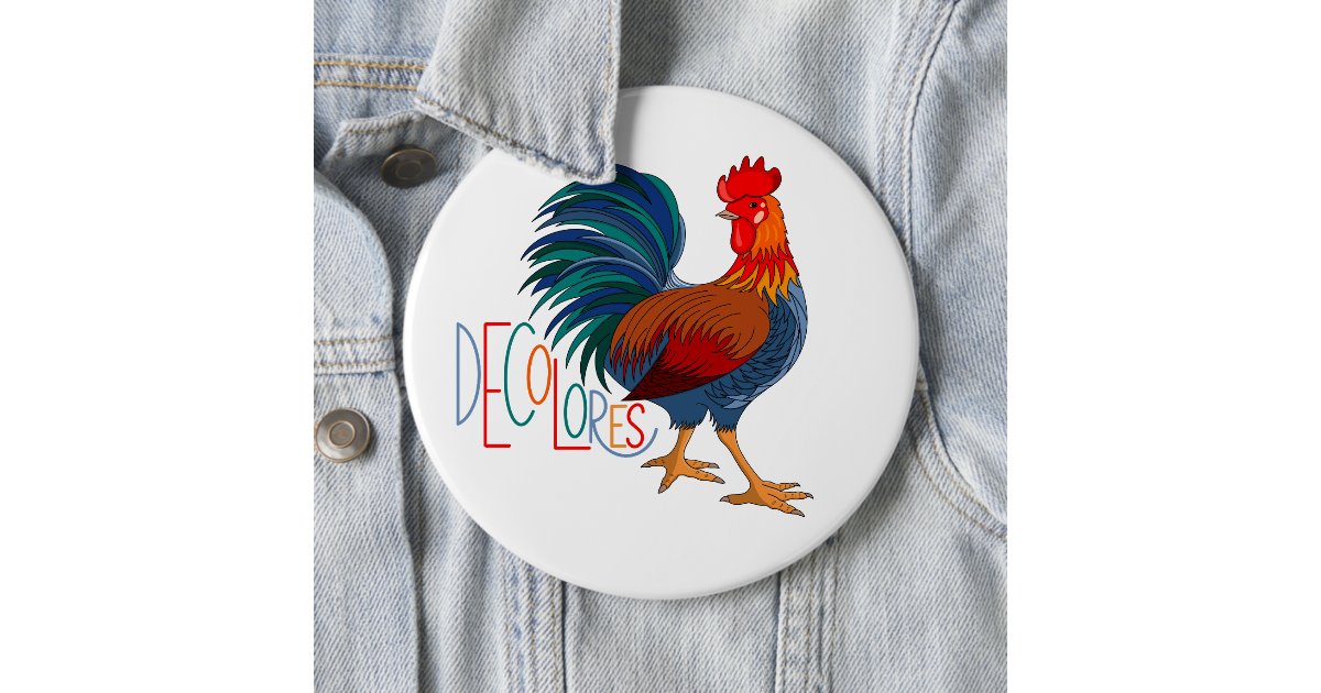 DeColores Cursillo Colorful Rooster Button | Zazzle