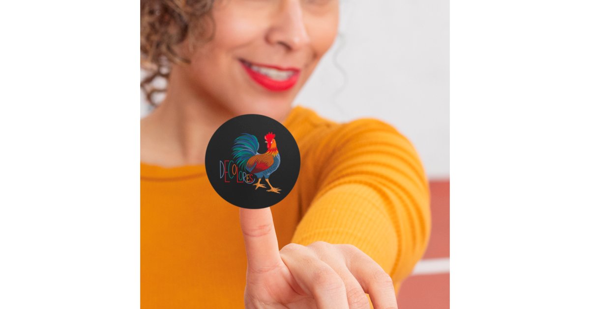DeColores Cursillo Colorful Rooster Classic Round Sticker | Zazzle