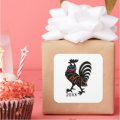 DeColores Cursillo Rooster Black Silhouette Square Sticker | Zazzle