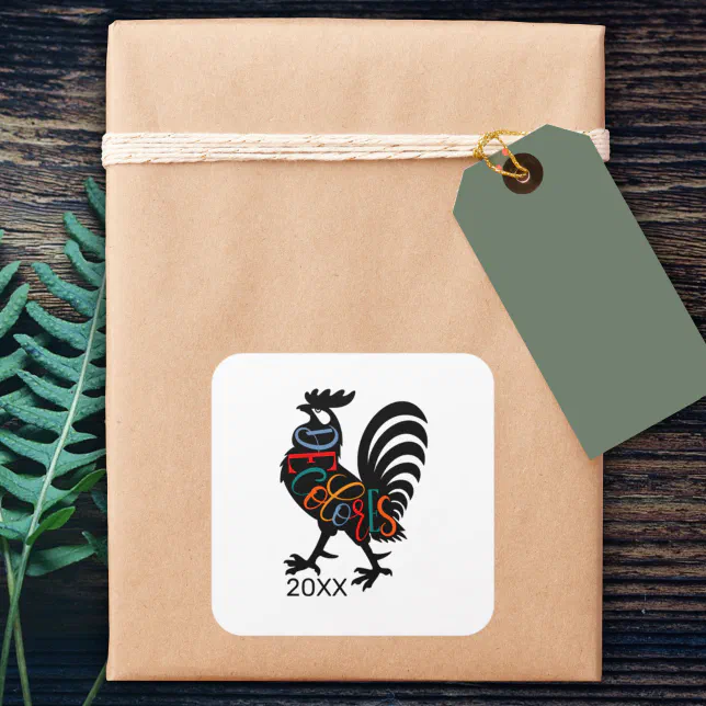 DeColores Cursillo Rooster Black Silhouette Square Sticker | Zazzle
