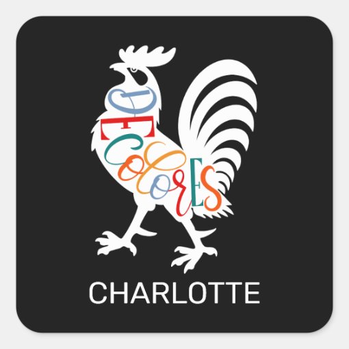 DeColores Cursillo Rooster White Silhouette Square Sticker | Zazzle