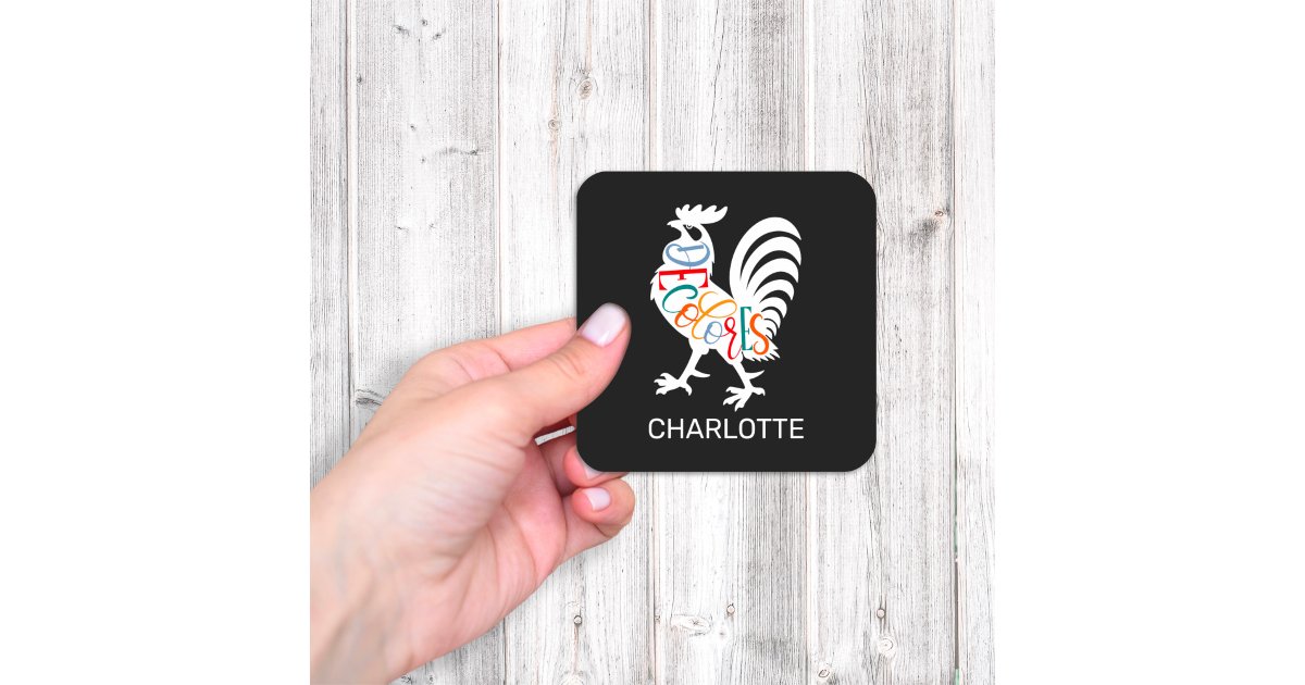 DeColores Cursillo Rooster White Silhouette Square Sticker | Zazzle