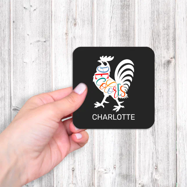 DeColores Cursillo Rooster White Silhouette Square Sticker | Zazzle