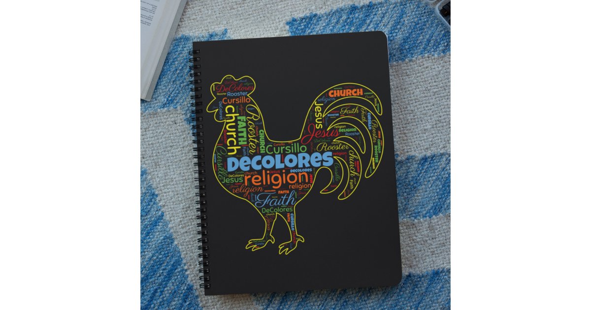 DeColores Cursillo Rooster Word Cloud Notebook | Zazzle