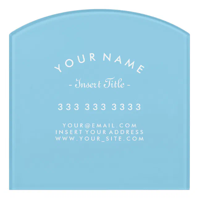 Decor Sky Blue and White Curved Text Business Door Sign | Zazzle