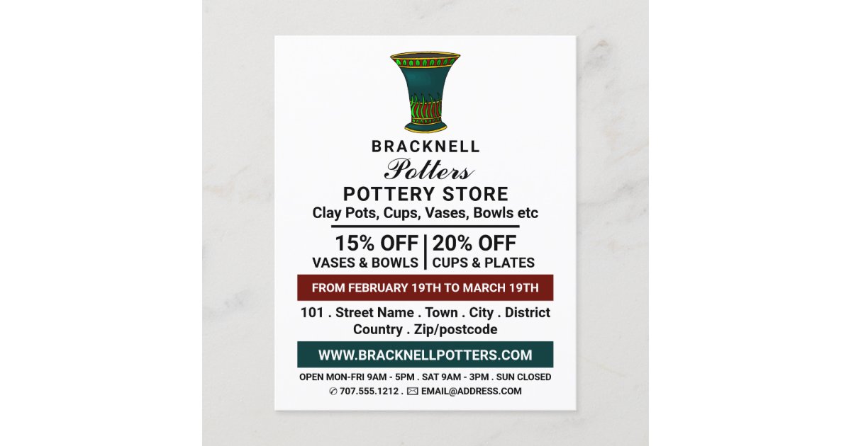 Decorate Vase, Pottery Store, Potters Advert Flyer | Zazzle