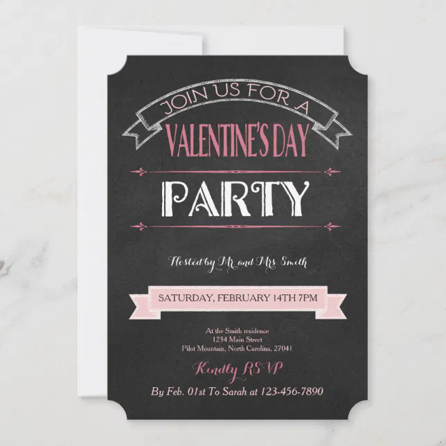 Decorated Chalkboard | Valentine Party Invitation | Zazzle