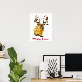 Decorated Christmas Jackalope Merry Xmas Poster | Zazzle