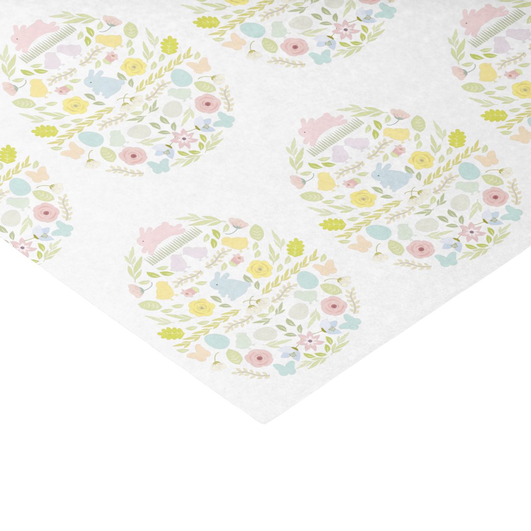 Decorated Easter Egg Floral Foliage Bunny Tissue Paper | Zazzle