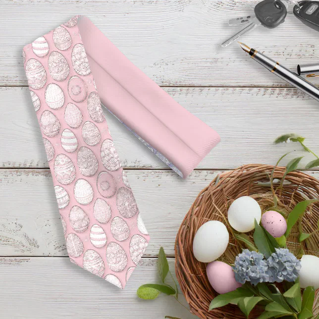 Decorated Easter Eggs Pattern Pink ID1096 Neck Tie | Zazzle