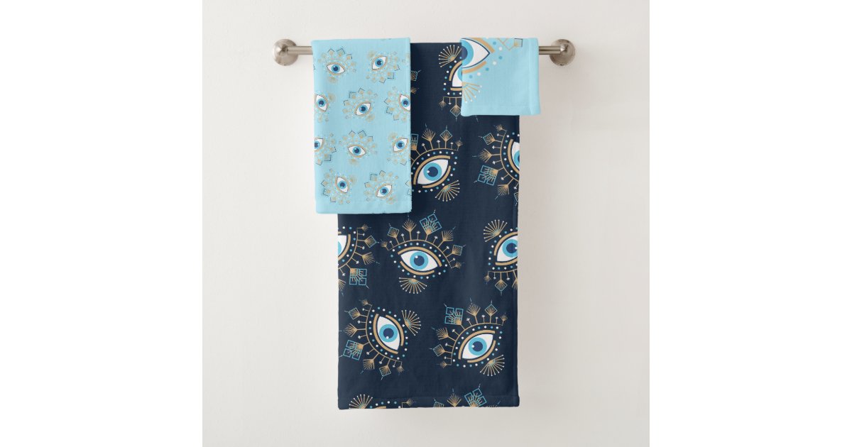 Decorated Greek Evil Eye Turkish Protection Symbol Bath Towel Set | Zazzle