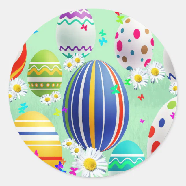 Decoration Easter Eggs Classic Round Sticker | Zazzle