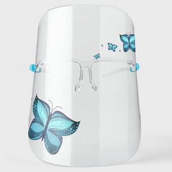 Decorative Blue Butterfly Illustration Face Shield | Zazzle