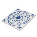 Decorative Blue Floral Pattern Tile | Zazzle