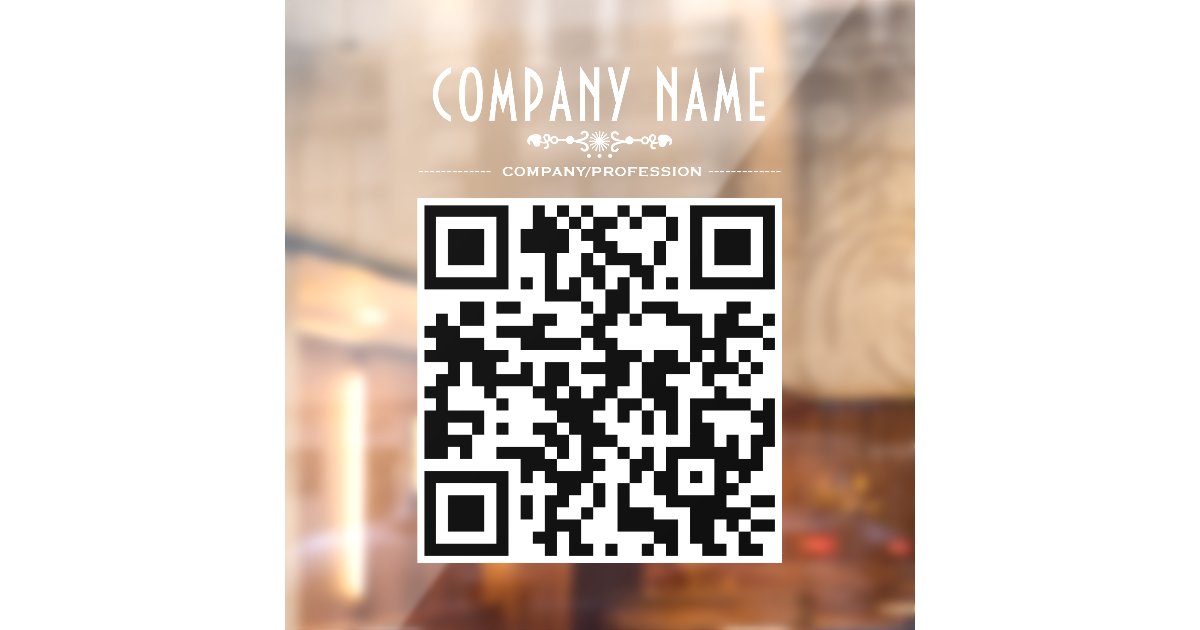 Decorative Business Name and QR Code Window Cling | Zazzle