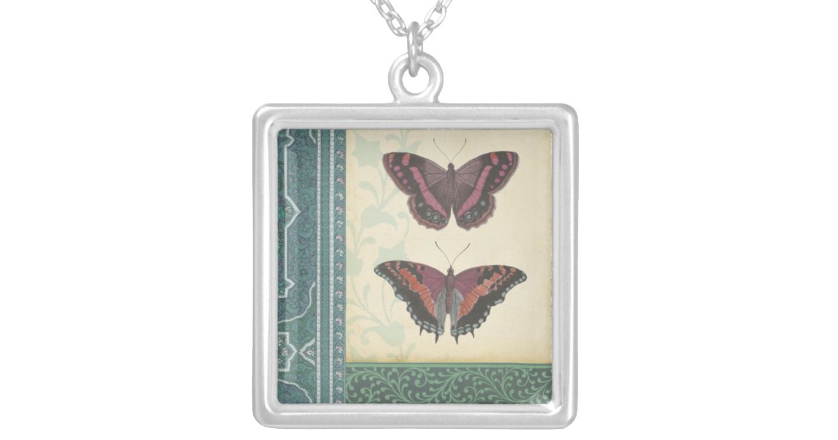 Decorative Butterfly Brocade by Vision Studio Silver Plated Necklace ...