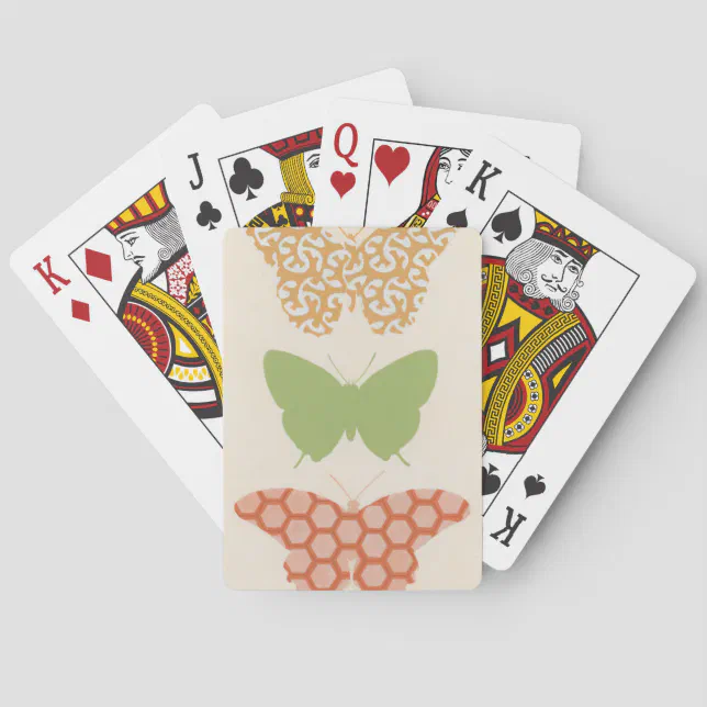 Decorative Butterfly Patterns on Cream Background Poker Cards | Zazzle