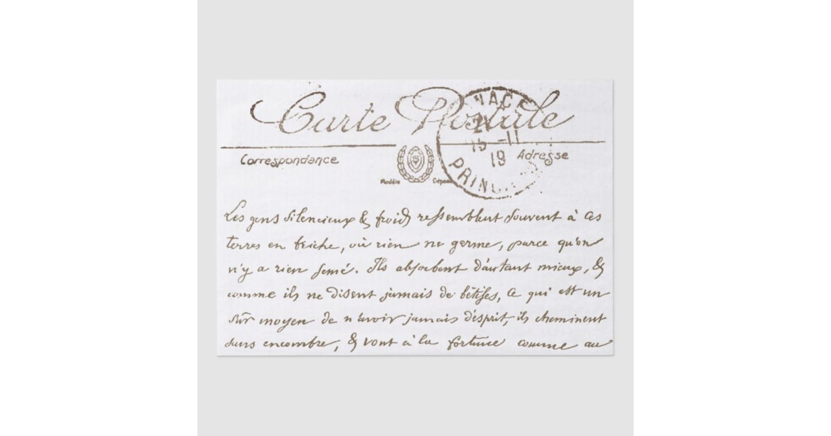 Decorative Carte Postale French Script Decoupage Tissue Paper | Zazzle