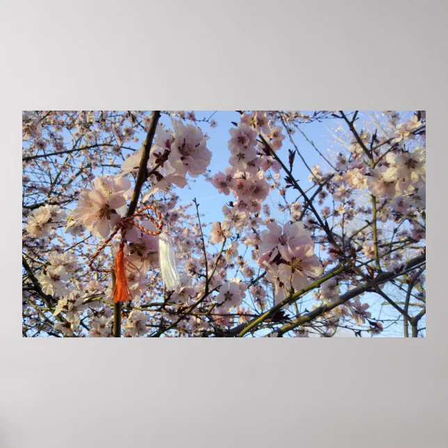Decorative Cherry Tree with Martisor Poster | Zazzle