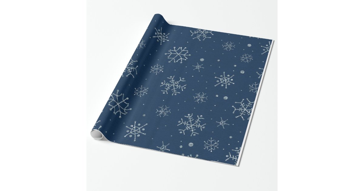 Decorative Christmas Glitter Snowflake Wrapping Paper | Zazzle