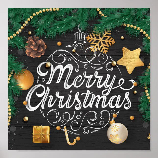 Decorative Christmas Poster | Zazzle