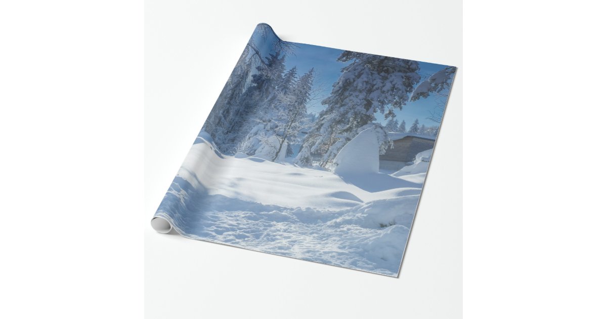 Decorative Christmas Snow with Glitter Wrapping Paper | Zazzle