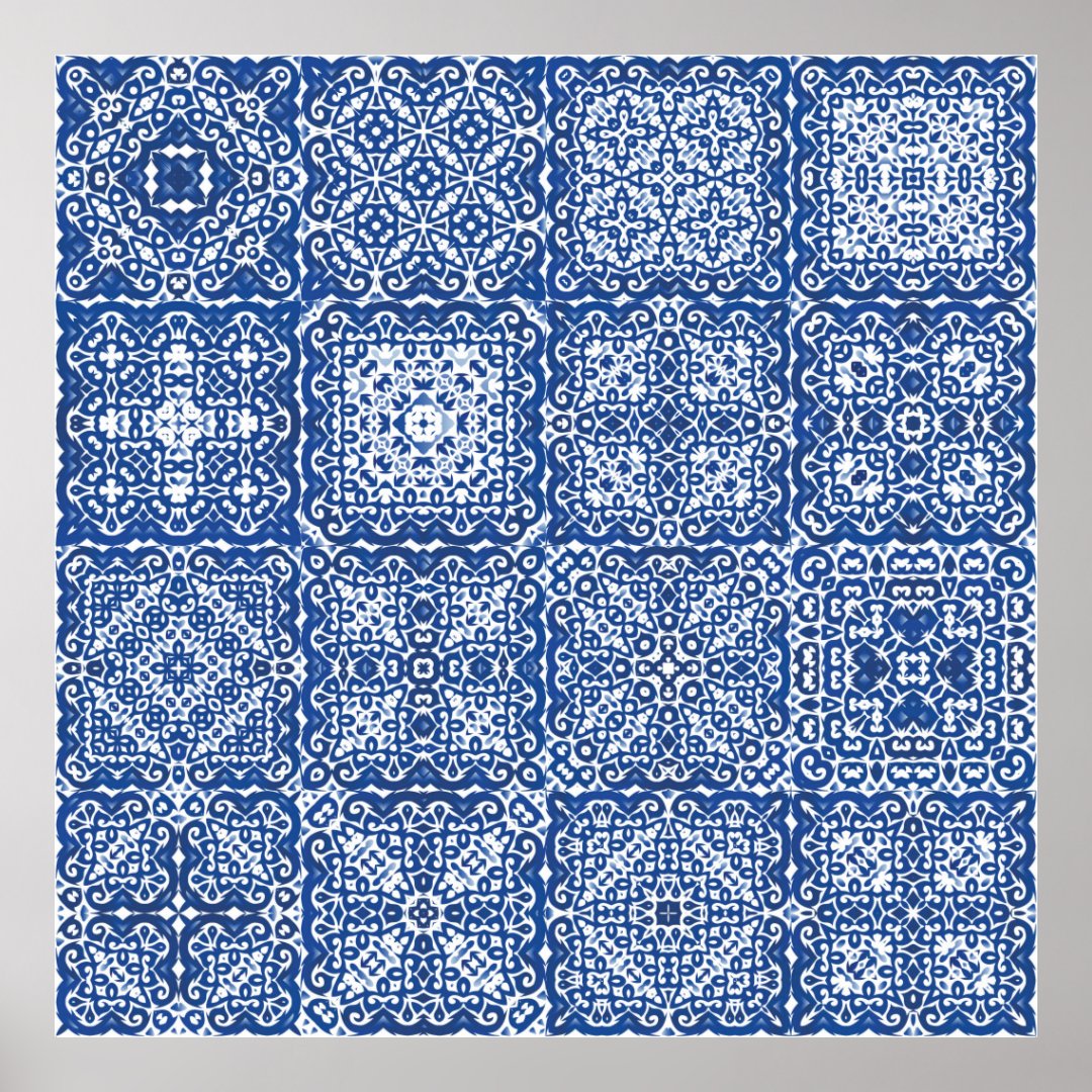 Decorative color ceramic azulejo tiles. Colored de Poster | Zazzle
