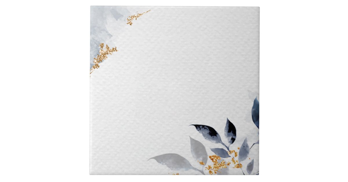 Decorative corners slate blue and gold ceramic tile | Zazzle