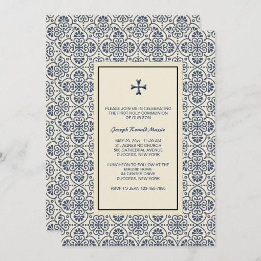 Decorative Cross Religious Invitation | Zazzle