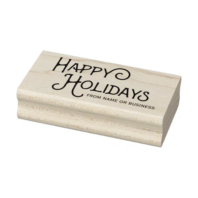 Decorative Custom Happy Holidays Rubber Art Stamp | Zazzle