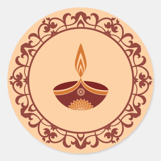 Decorative Diwali Design Classic Round Sticker | Zazzle.com
