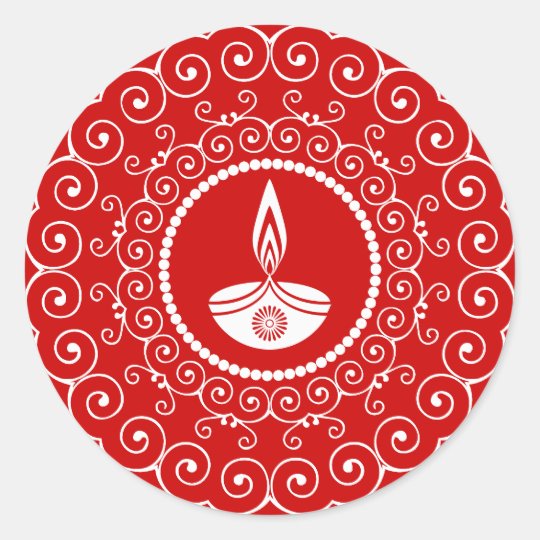 Decorative Diwali Design Classic Round Sticker | Zazzle.com