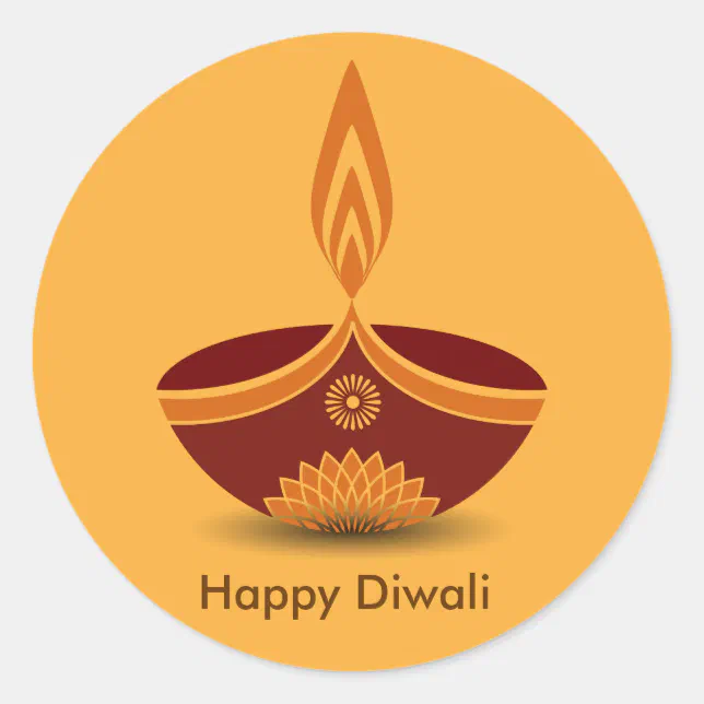 Decorative Diwali Lamp Design Classic Round Sticker | Zazzle