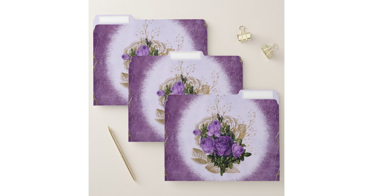 Decorative & Elegant Purple Flowers Floral Bouquet File Folder | Zazzle