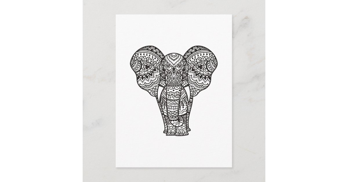 Decorative Elephant Style Postcard | Zazzle