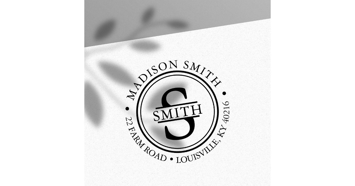 Decorative Family Name Circle Monogram Address Self-inking Stamp | Zazzle