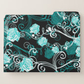 Decorative Floral | Black Teal & Turquoise Roses File Folder | Zazzle