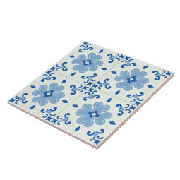 Decorative Floral Blue Tile | Zazzle