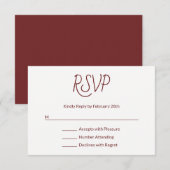 Decorative Font Modern Burgundy and White RSVP Card | Zazzle