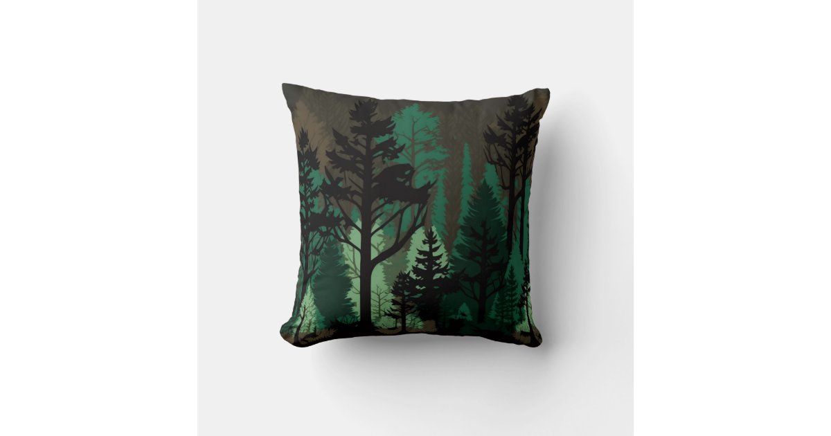 Decorative Forest Green Pine Tree Throw Pillow | Zazzle