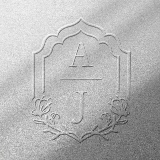 Decorative Frame Custom Floral Wedding Monogram Embosser | Zazzle