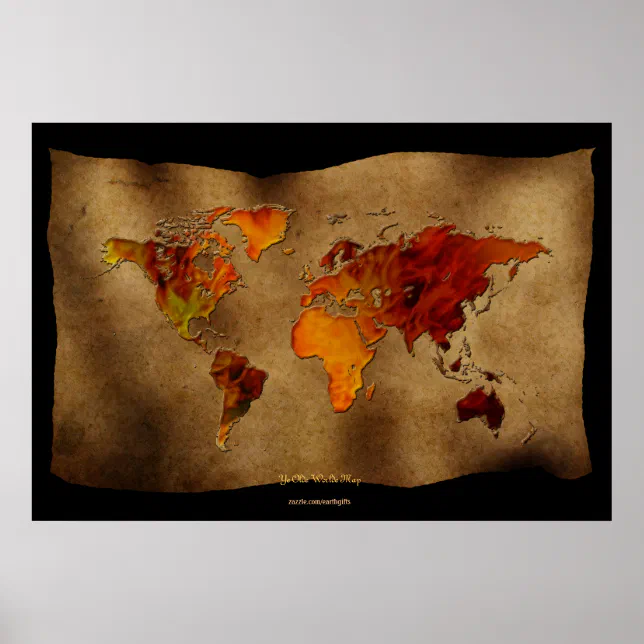 Decorative Fun "Ye Olde Worlde Map" Art Poster | Zazzle