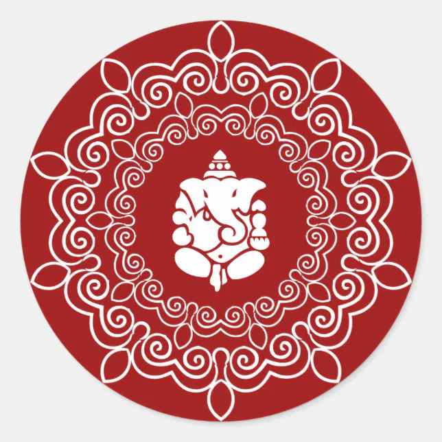 Decorative Ganesha Design Classic Round Sticker | Zazzle